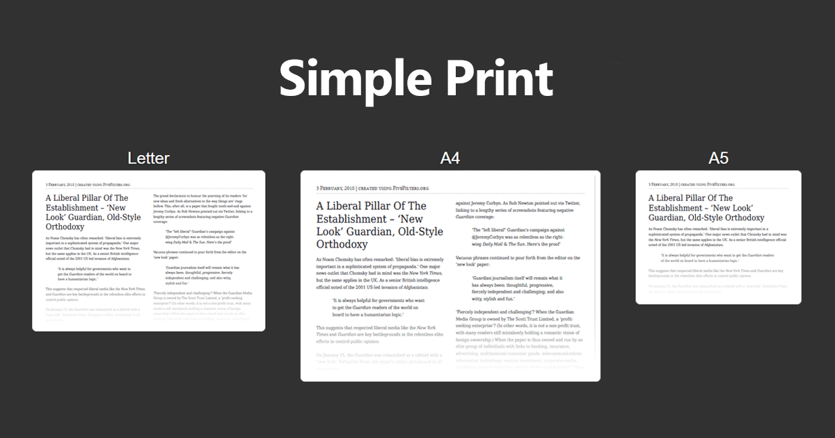 Simple Print: Convert web articles into printable PDFs - FiveFilters.org